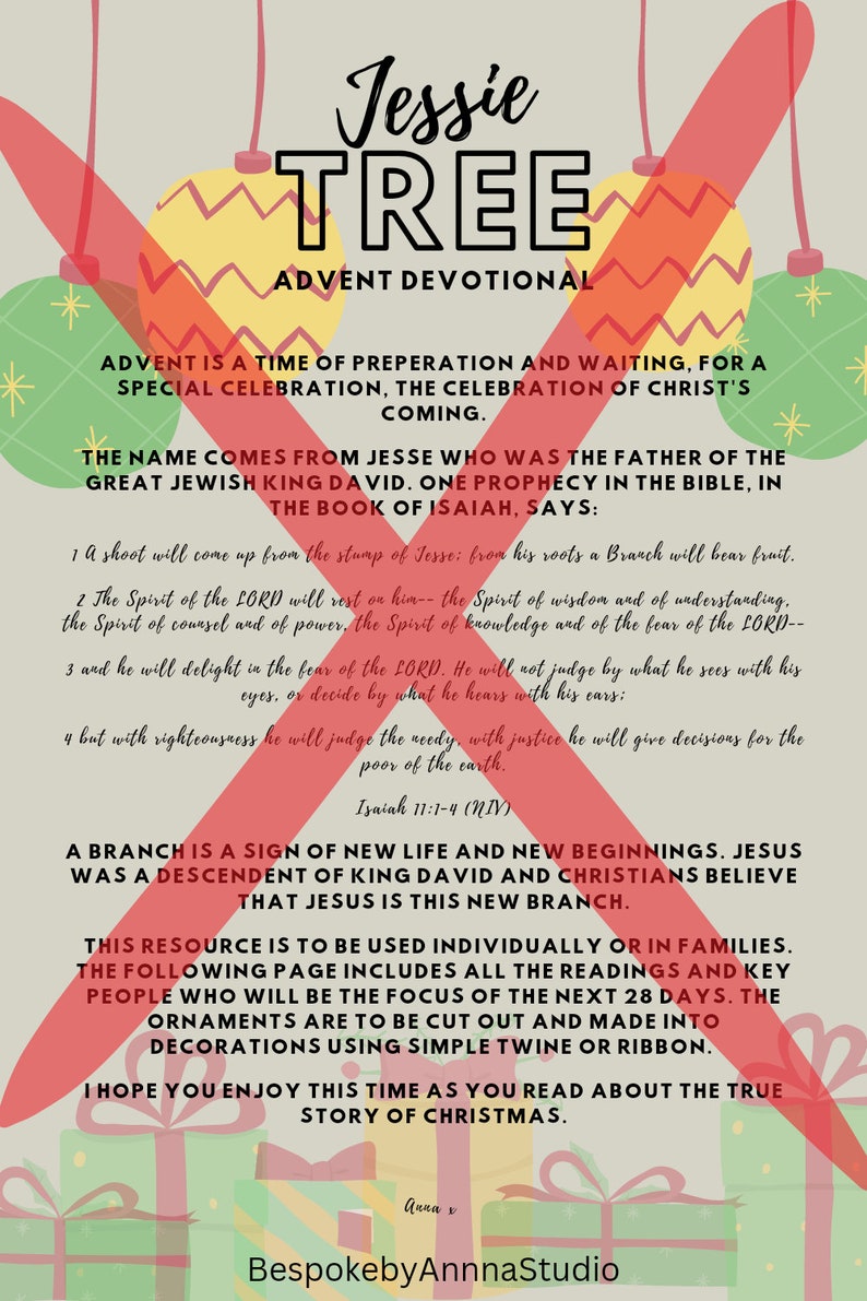 DIY JESSE TREE Printable Pdf Jesse Tree Devotional Book Christmas ...