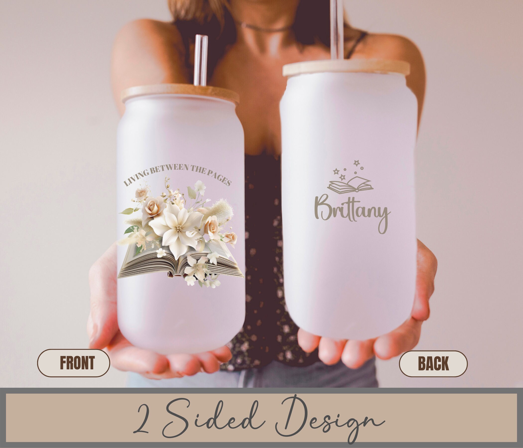 Personalized Booklovers Glass Coffee Cup, Bookish Reader Gift, Iced ...