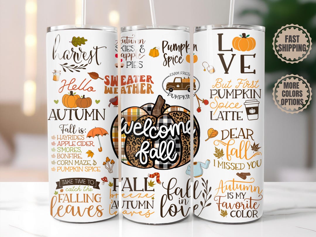 Hello Fall Tumbler With Straw, Fall Lover Gift, Pumpkin and Spice ...