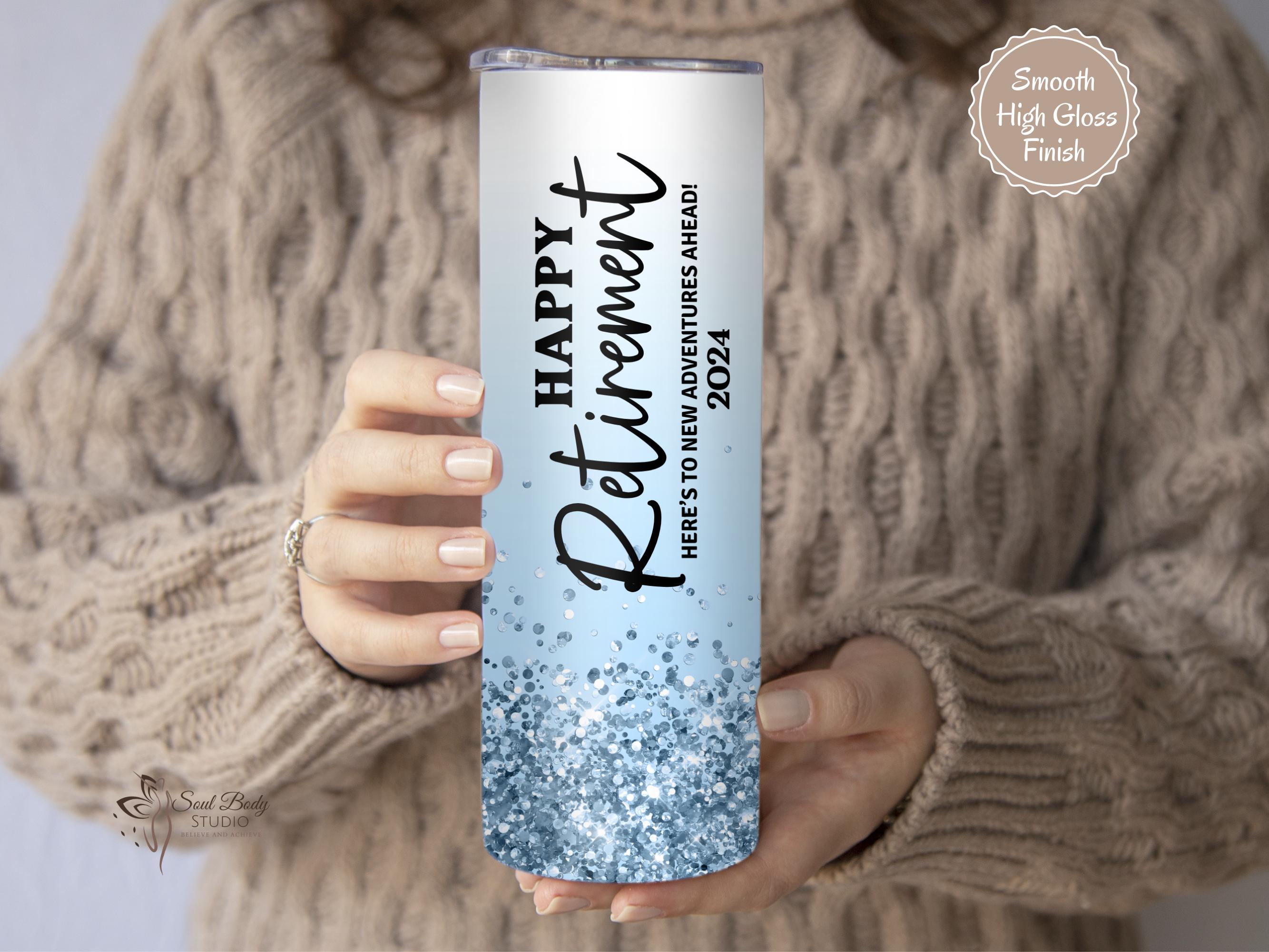 Personalized Retirement Tumbler With Faux Glitter, Custom Farewell Gift ...