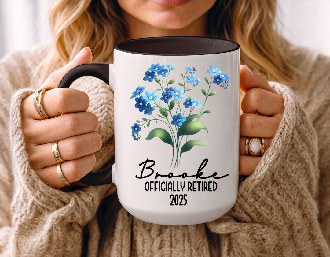 Personalized Retirement Mug, Retirement Gift for Women, Forget Me Not ...