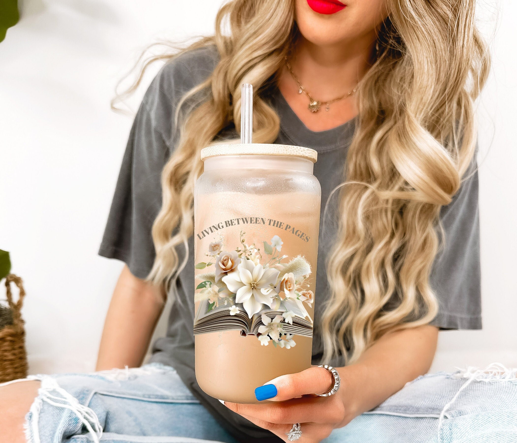 Personalized Booklovers Glass Coffee Cup, Bookish Reader Gift, Iced ...