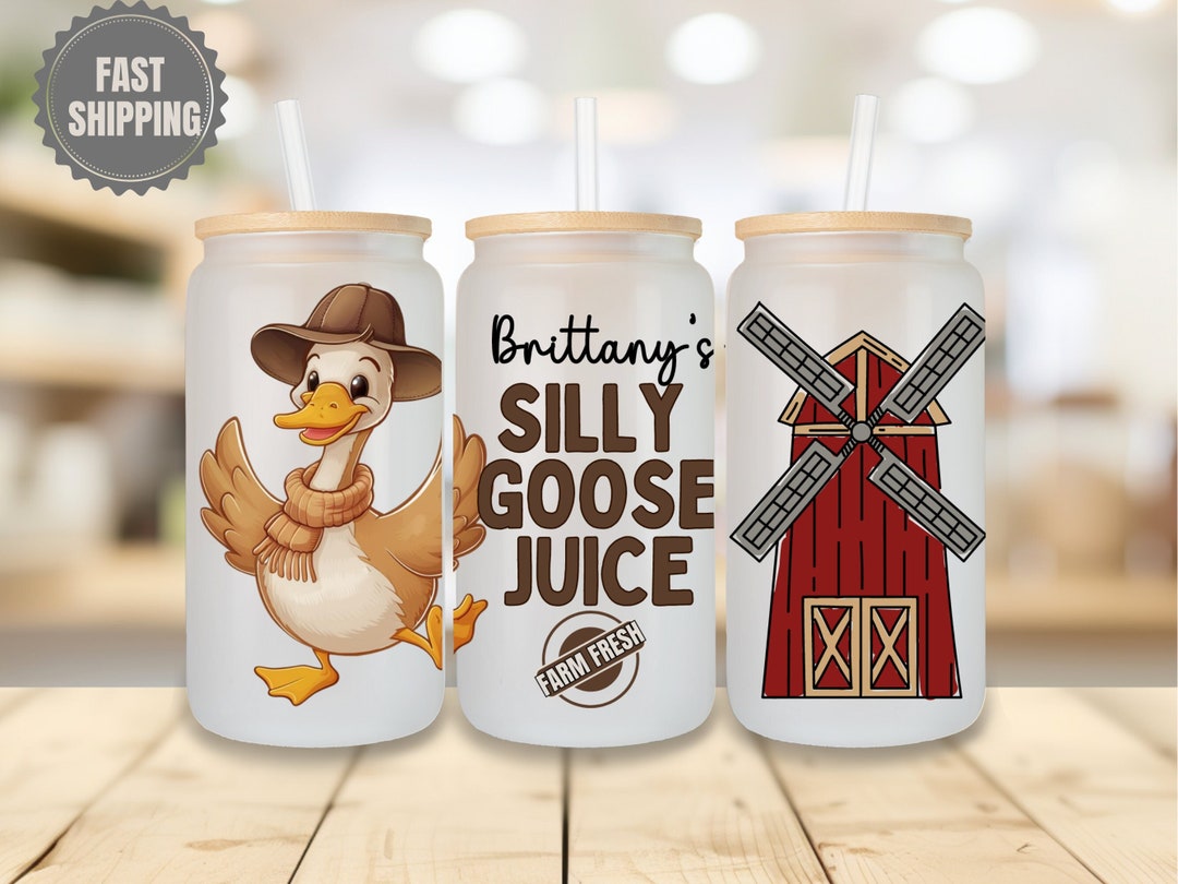 Personalized Glass Cup Gift for Farm Lovers, Silly Goose Juice Custom ...