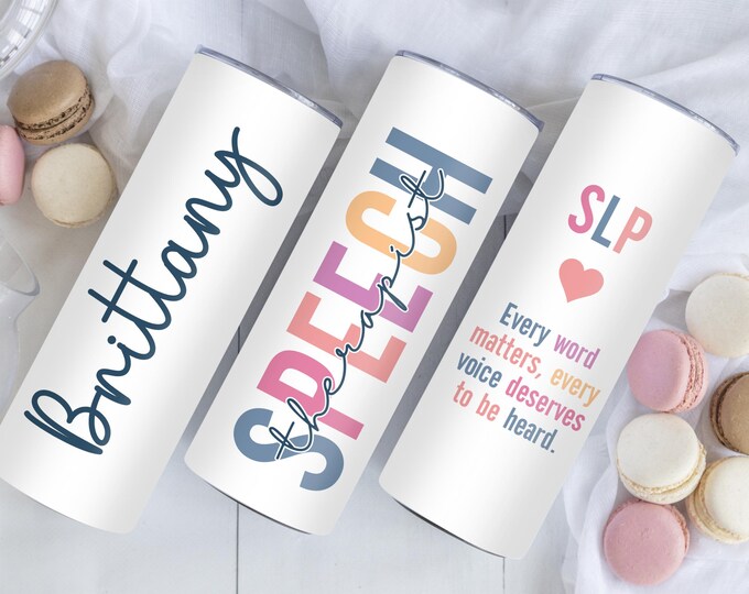 Speech Therapist Personalized Tumbler, Speech Therapy Cup, SLP Tumbler ...