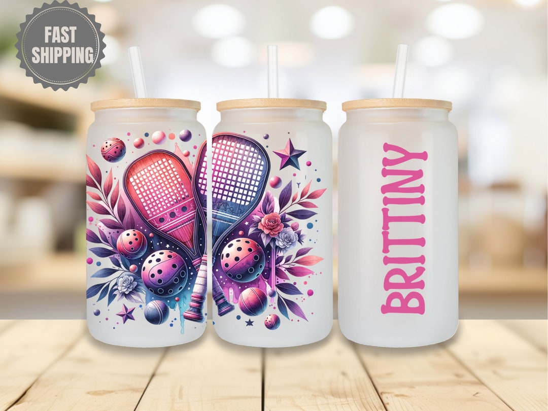 Glass Cup Custom Pickleball Glass Tumbler, Pickleball Players Group ...