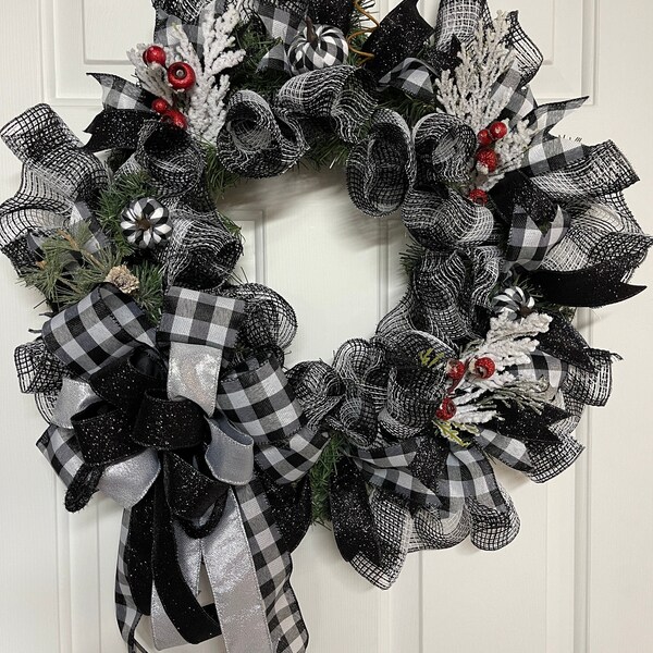 Black and White Plaid Bows - Etsy