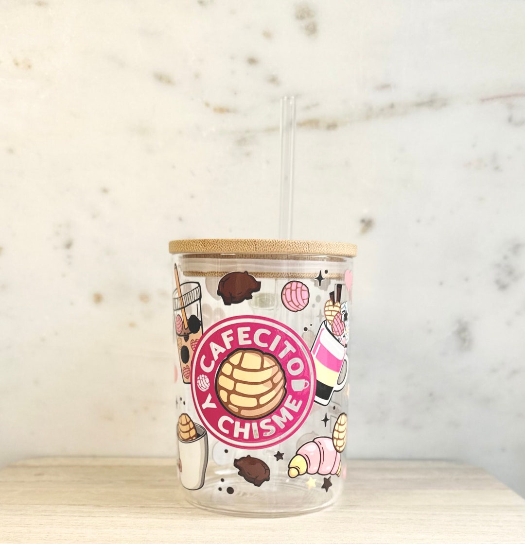 Cafecito Y Chisme Glass Cup Etsy
