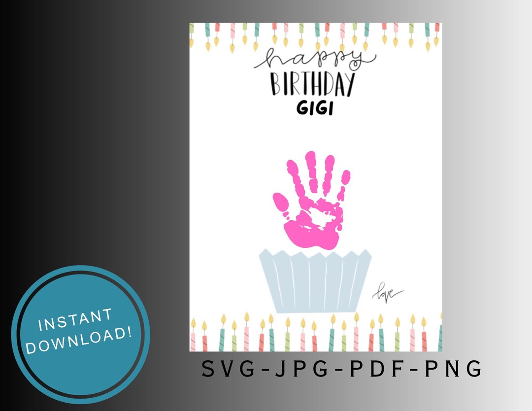 Happy Birthday Gigi Printable Handprint Poem, Printable Birthday Gift ...