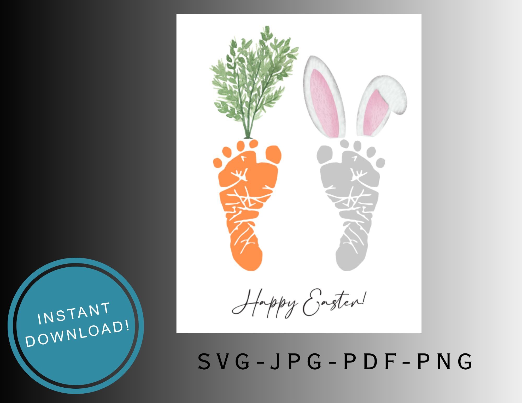 Happy Easter Footprint Craft, Bunny Ears Baby Footprint Keepsake Art ...