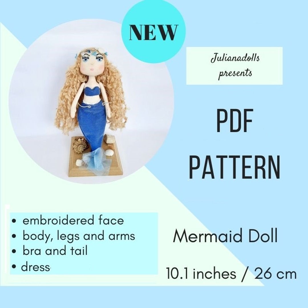 Mermaid Doll PDF Pattern Tilda Rag Doll Sewing Pattern Soft Toy Beach ...