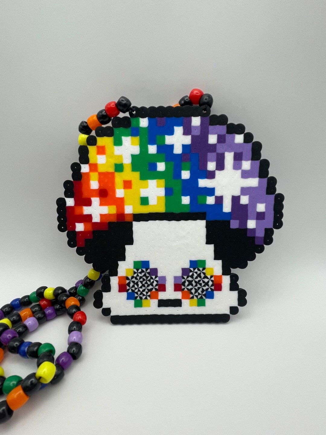 Mushroom Trippy Perler Necklace Colorful, Rainbow, Shrooms, Psychedelic Perler - Etsy