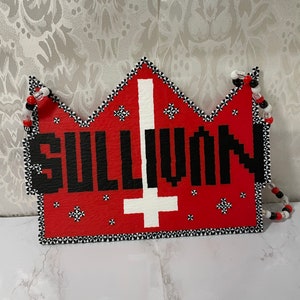 King Perler Necklace Crown Perler With King Written in Middle Perler ...