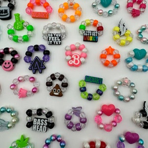 Kandi Rings Rave Trinkets Pony Bead Rings Custom Beads Custom Charms - Etsy