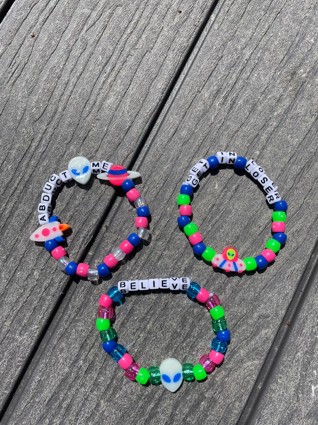Alien Kandi Bracelet Set Glow in the Dark Alien Kandi Glow in the Dark ...