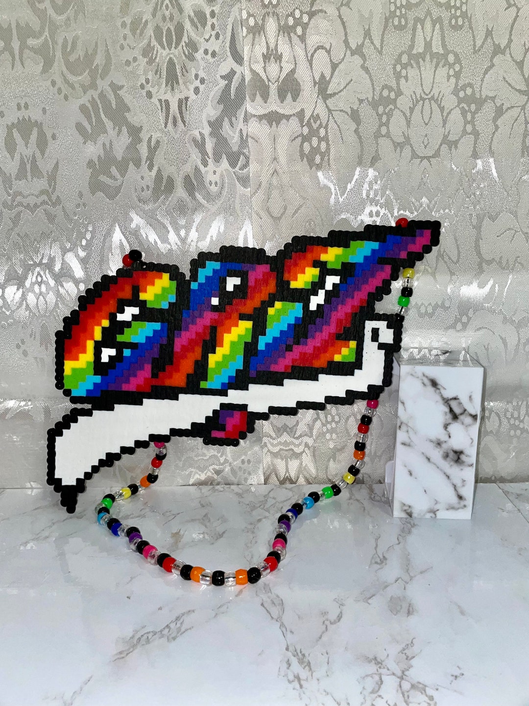 Griz Perler Necklace Rainbow Perler LGBTQ - Etsy