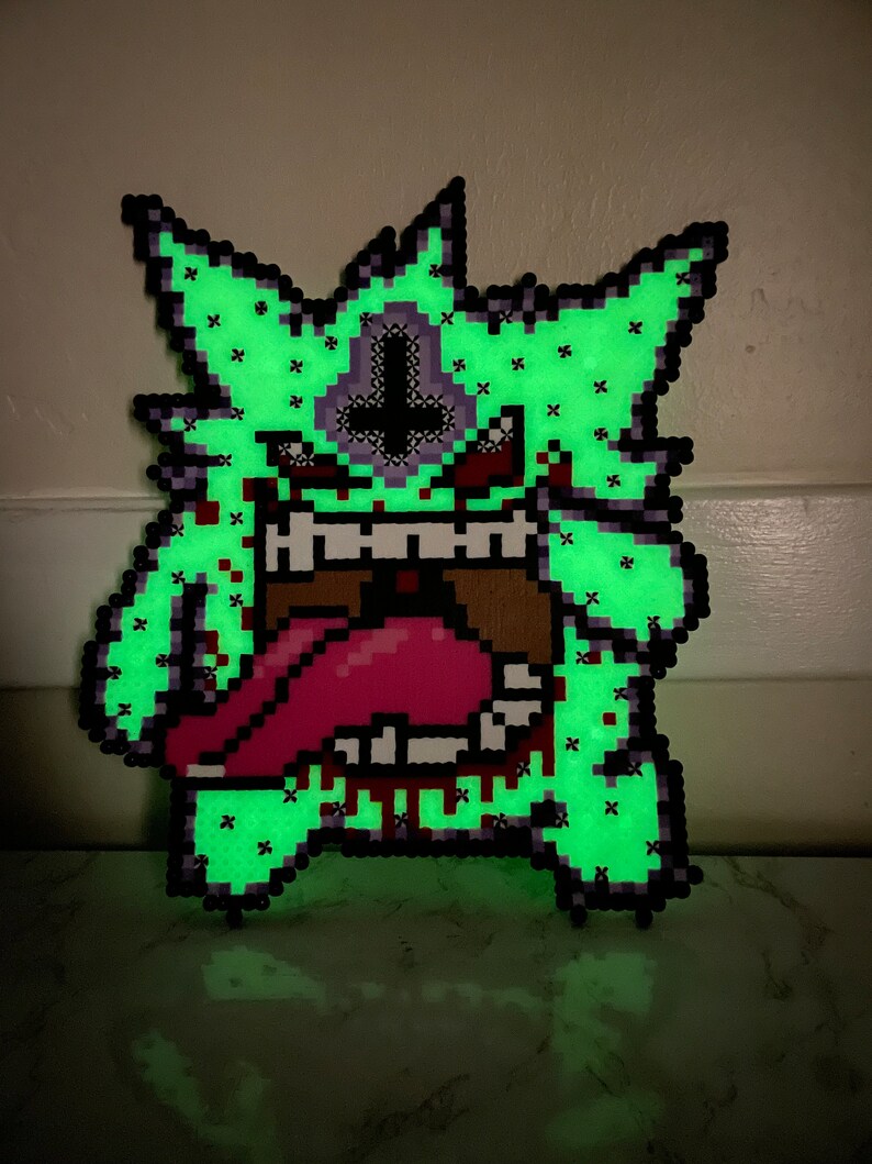 Gengar Perler | Glow in the Dark Trippy Pokémon Perler of Gengar - Etsy