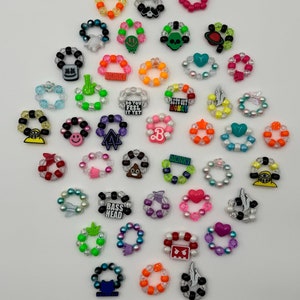 Kandi Rings Rave Trinkets Pony Bead Rings Custom Beads Custom Charms - Etsy