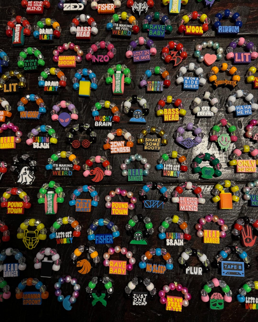 Kandi Rings | Rave Trinkets | Pony Bead Rings | Custom Beads | Custom ...