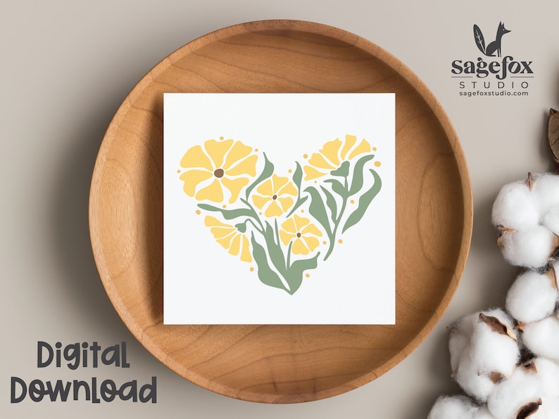 Printable Heart Shaped Flower Card Printable Birthday Card - Etsy