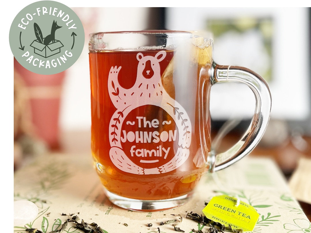 Custom Family Glass Mug, Engraved Personalized Glass Coffee Mug - Etsy