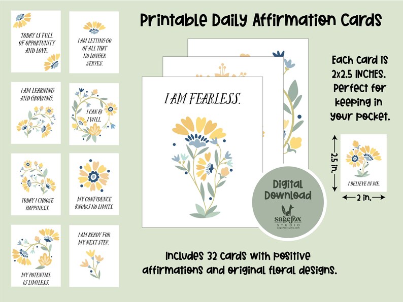Printable Daily Affirmation Cards Downloadable Positive - Etsy