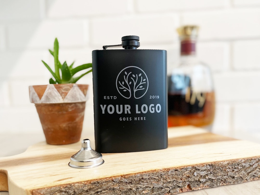 Custom Logo Engraved Flask, Etched 8 Oz Stainless Steel Flask With ...