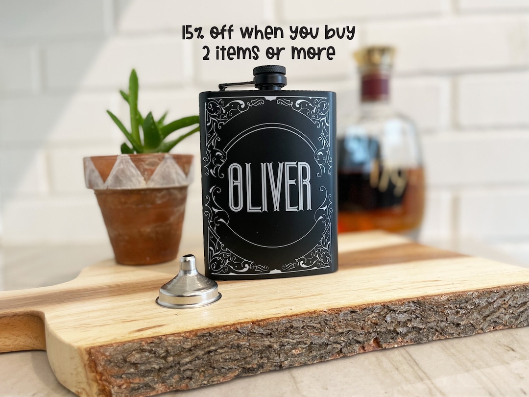 Custom Groomsman Engraved Flask, Etched Stainless Steel Flask With ...