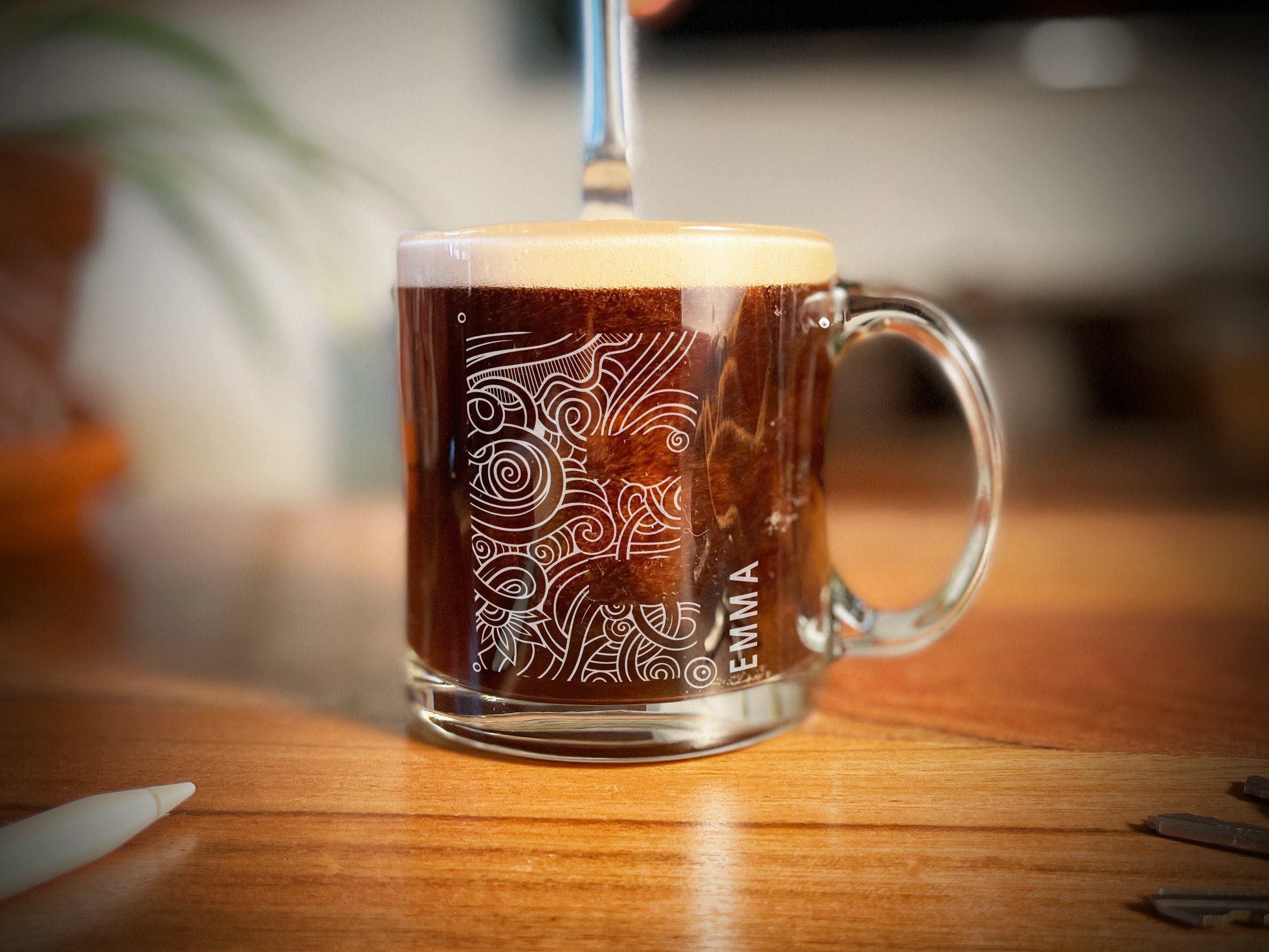 Engraved Monogram Glass Mug Personalized Glass Coffee Mug - Etsy