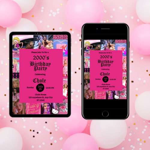 Customised Y2K Birthday Invitation - Etsy