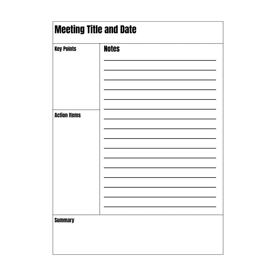 Printable Meeting Notes, Minimalist Printable Meeting Notes - Etsy