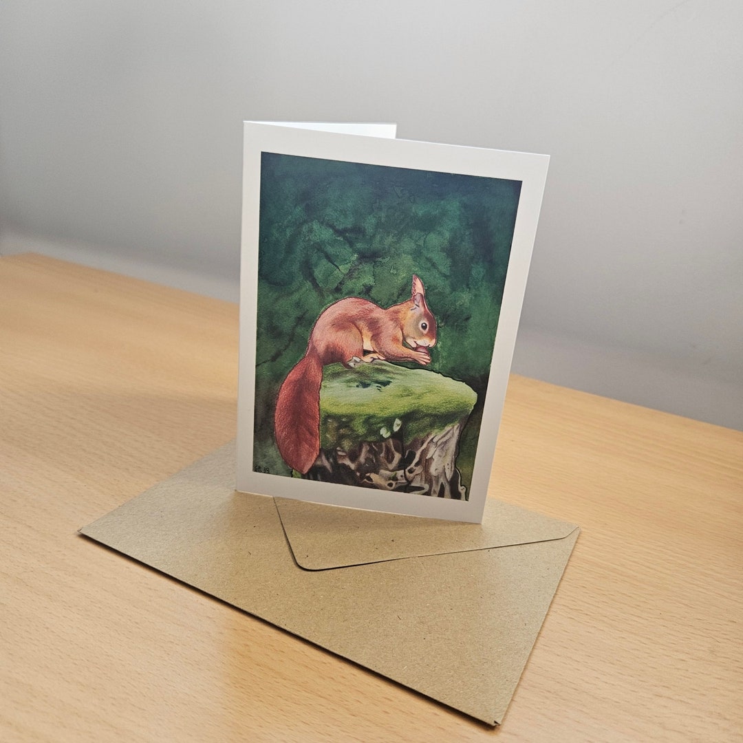 Red Squirrel Greetings Card - Etsy