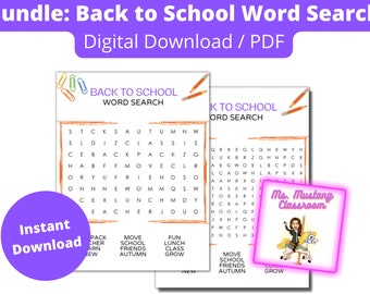 Back to School Word Search - Etsy