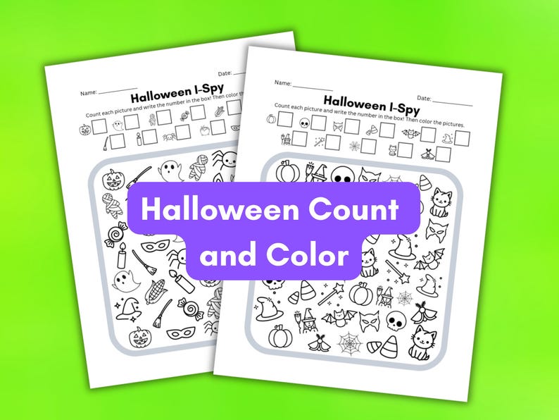 Halloween Coloring Pages for Kids, Halloween Count and Color, Halloween ...