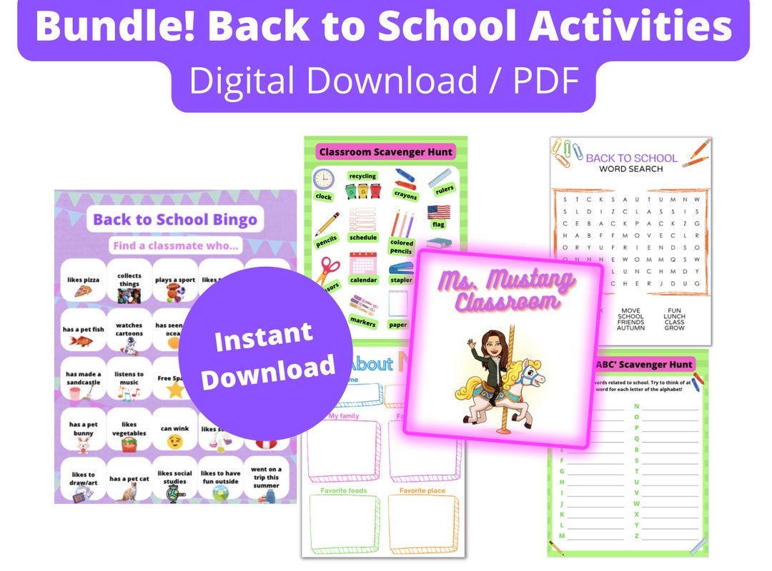 Bundle Back to School Activities, Bingo, Word Search, Classroom ...