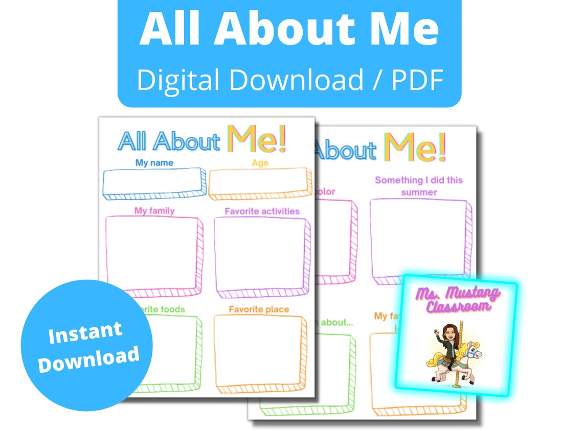 All About Me! Printable, All About Me Activity, All About Me PDF, All ...