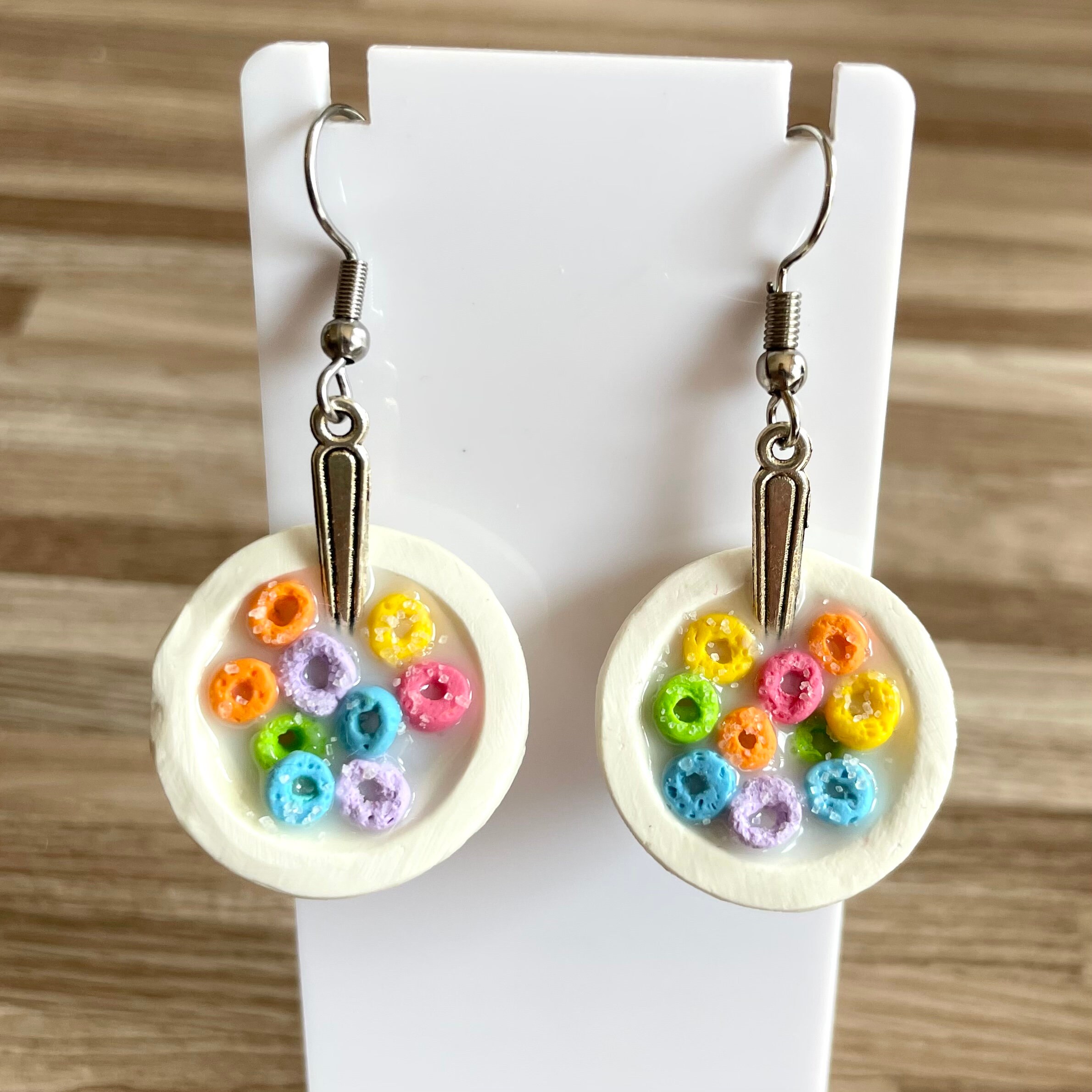 Mini Polymer Clay Cereal Froot Loops Bowl Charm Earrings or Necklace ...