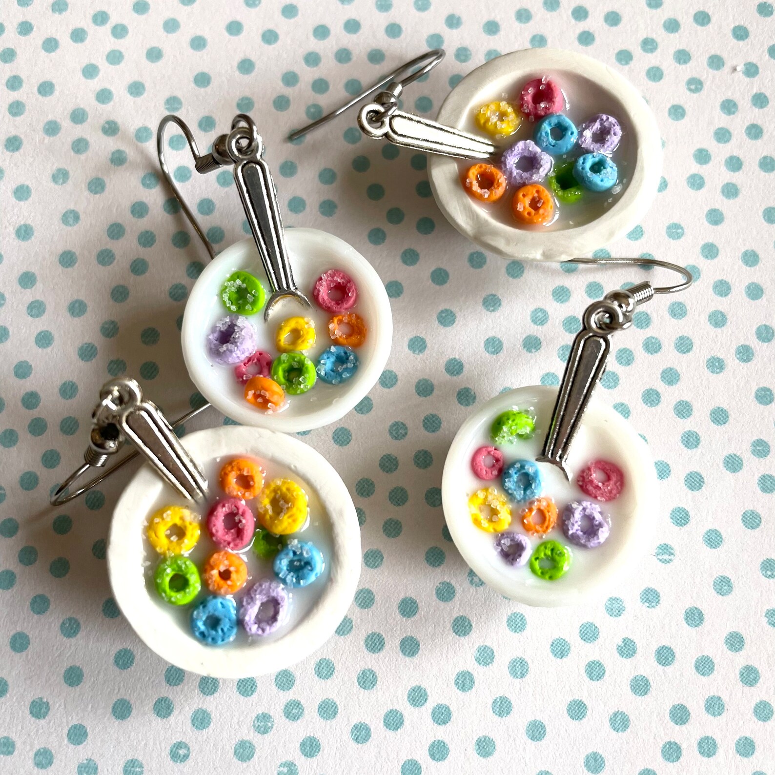 Mini Polymer Clay Cereal Froot Loops Bowl Charm Earrings or Necklace ...