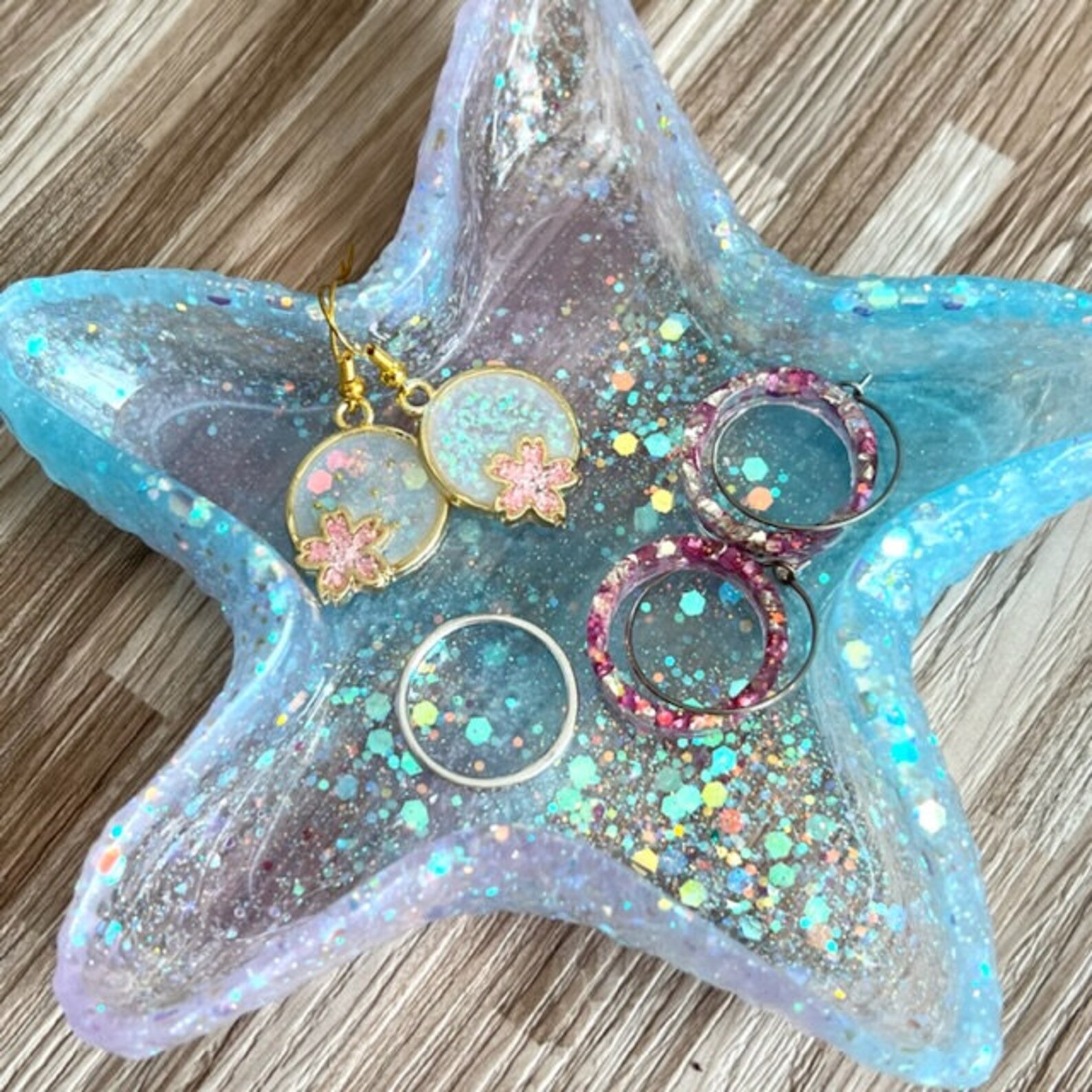 Galaxy Color Resin Starfish Trinket Dish - Etsy