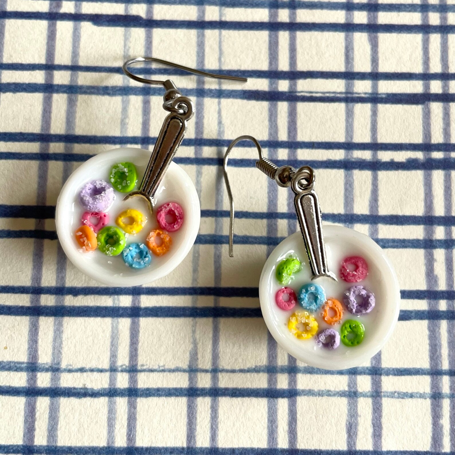 Mini Polymer Clay Cereal Froot Loops Bowl Charm Earrings or Necklace ...