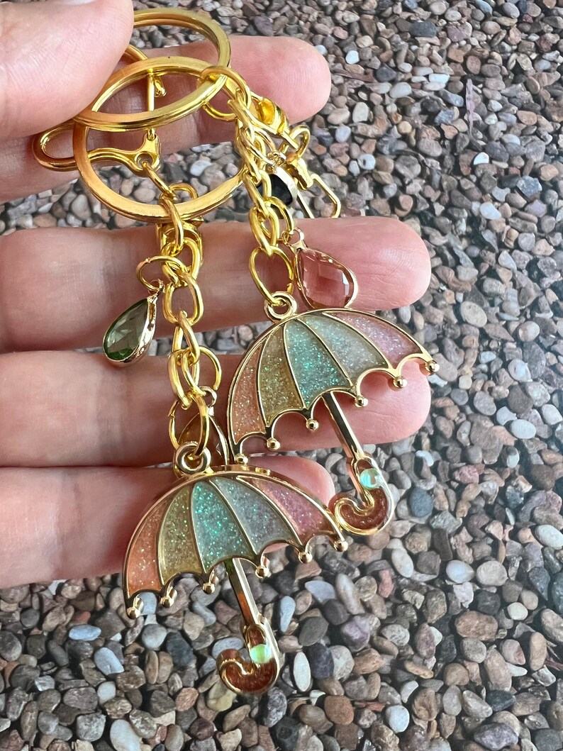 Rainbow Umbrella Resin Keychain/bag Charm - Etsy
