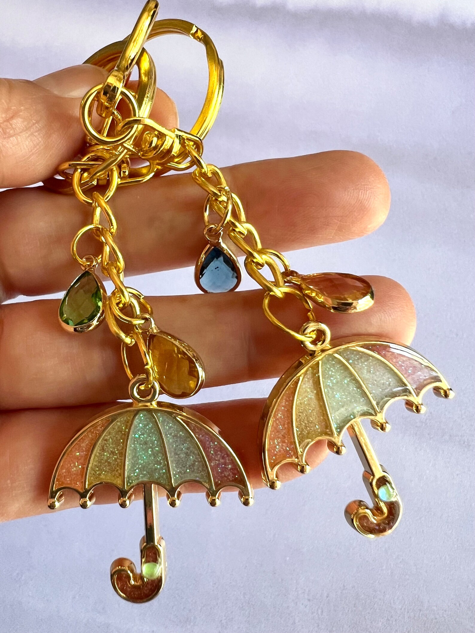 Rainbow Umbrella Resin Keychain/bag Charm - Etsy
