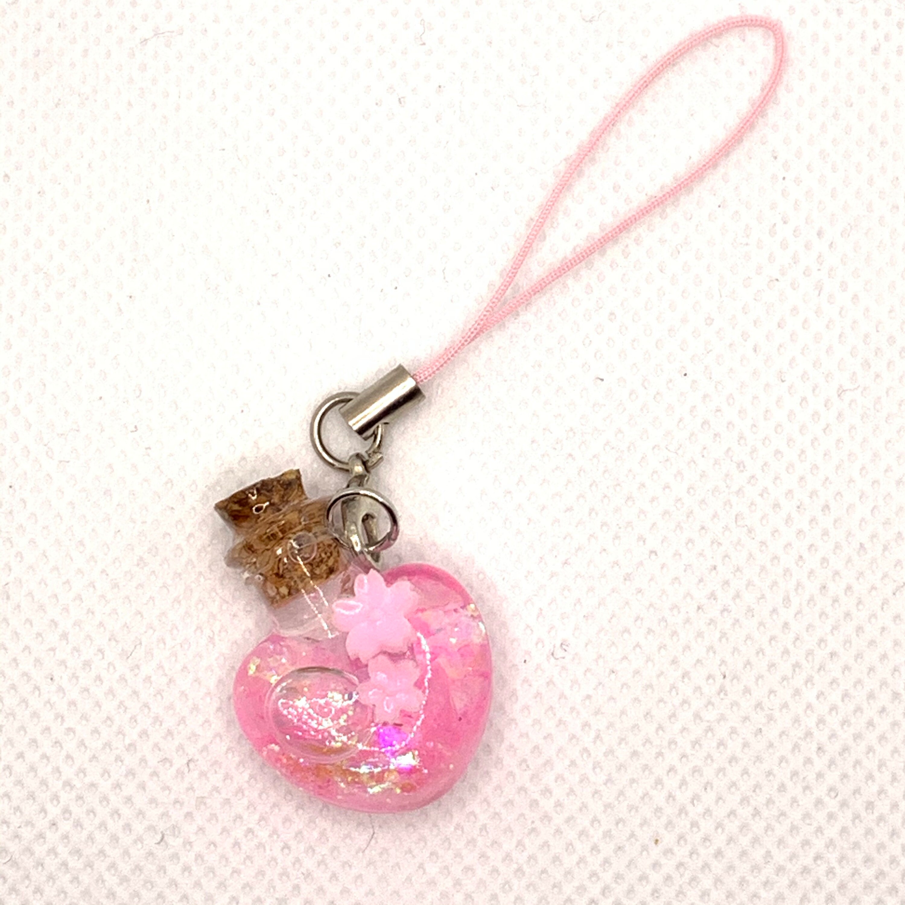 Mini Glass Bottle Sakura Glitter Shaker Charm Keychain - Etsy