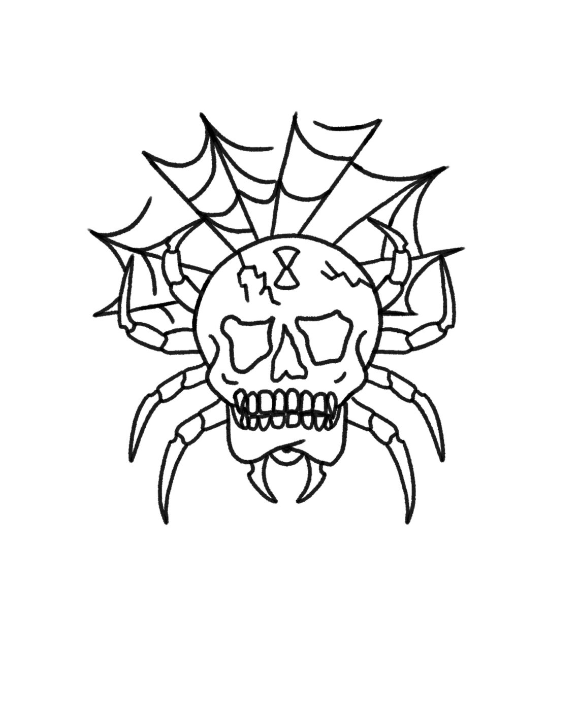 American Traditional Skull Spider Tattoo Stencil - Etsy