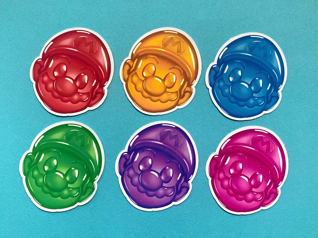 Mario - Super Mario Gummy Stickers - Glossy Vinyl - Set of 6 - Etsy