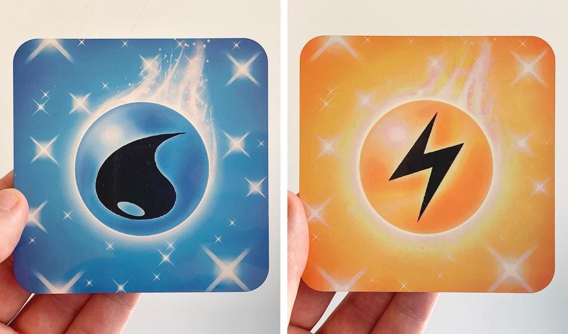Pokémon Energy Coasters / Gift / Display Pieces Grass Fire - Etsy