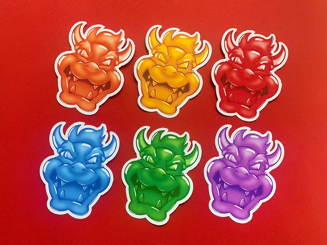 Bowser - Super Mario Gummy Stickers - Glossy Vinyl - Set of 6 - Etsy