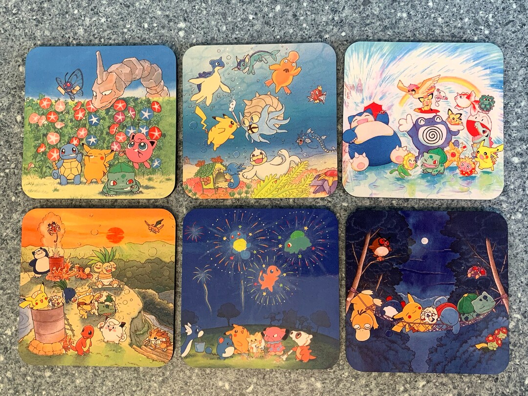 Pikachu and Friends Coasters / Gift / Display Pieces Set of 6 - Etsy