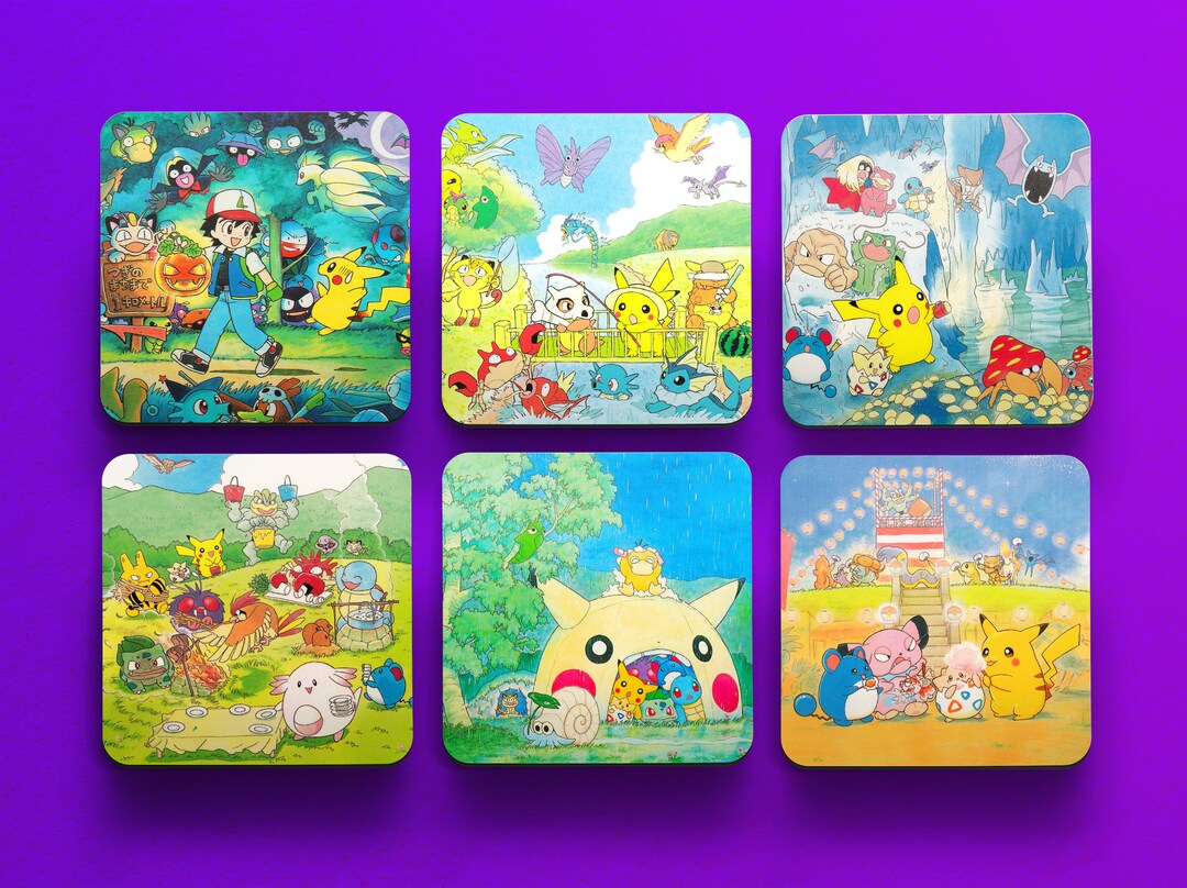 Pikachu and Friends 3 Coasters / Gift / Display Pieces Set of 6 - Etsy