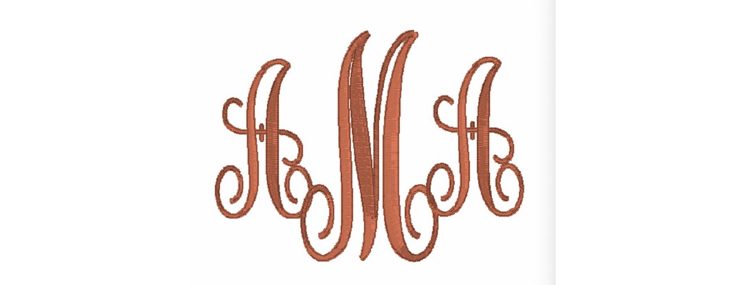 Looped Script Embroidery Monogram Font .bx File - Etsy