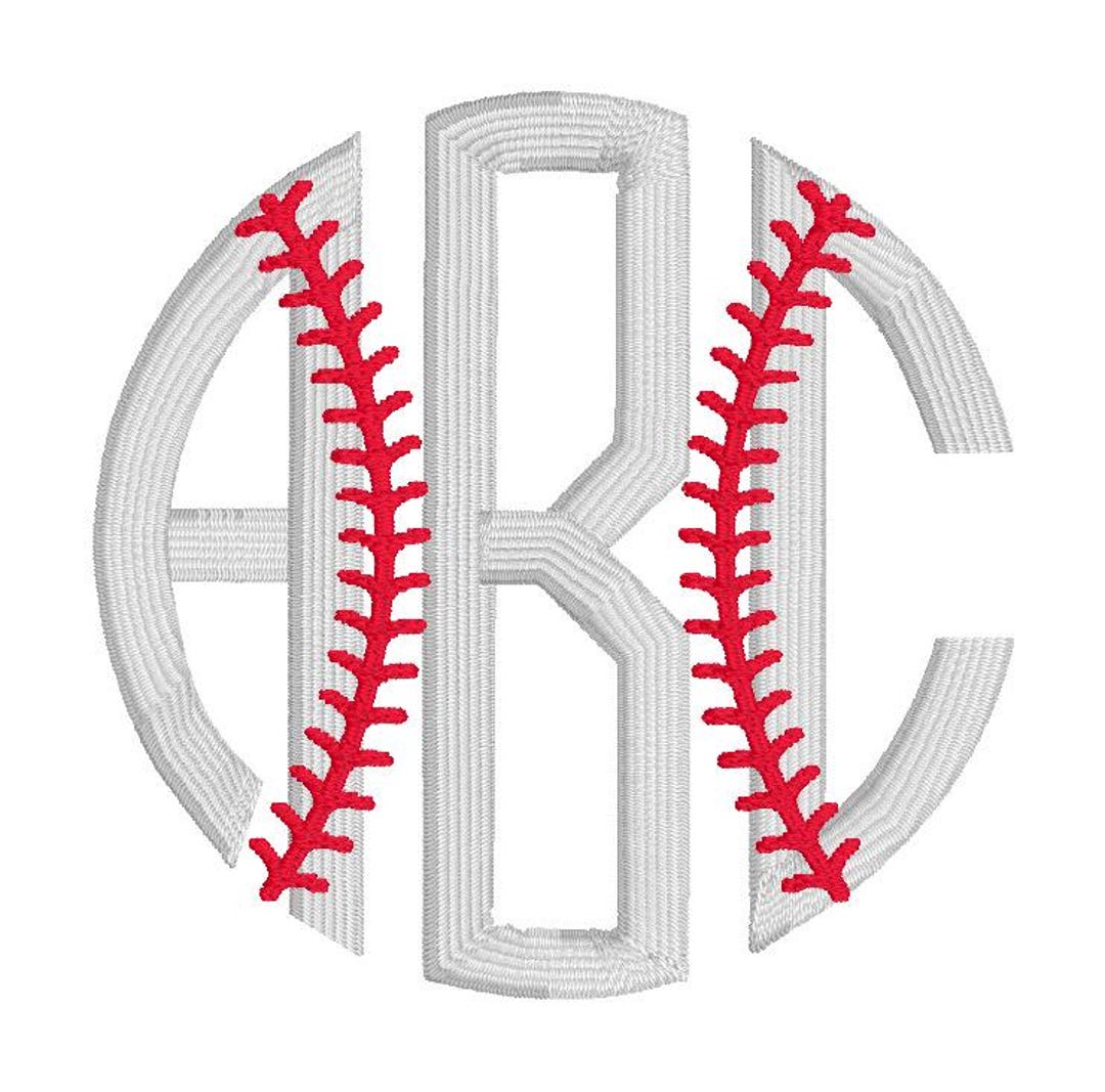 Baseball Monogram Embroidery File: + .bx Circle Font (digital Download ...
